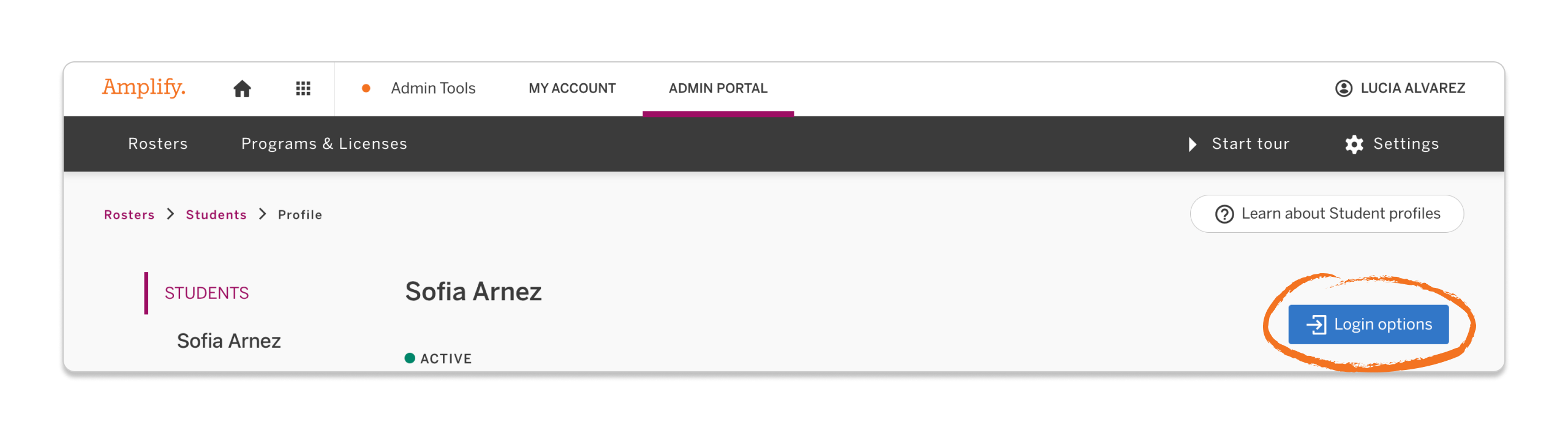 LDOE Admin Portal: Student profile