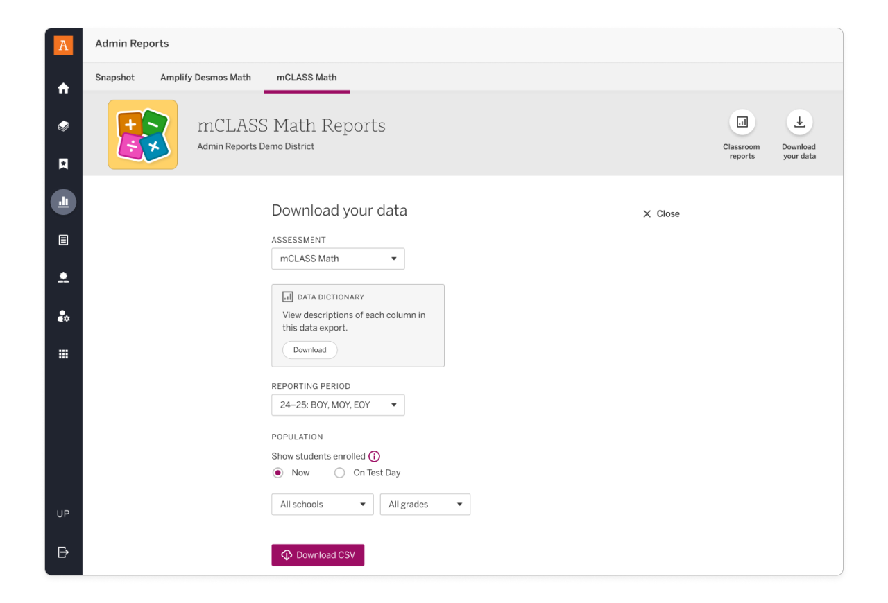 mCLASS Math: Administrator Reports