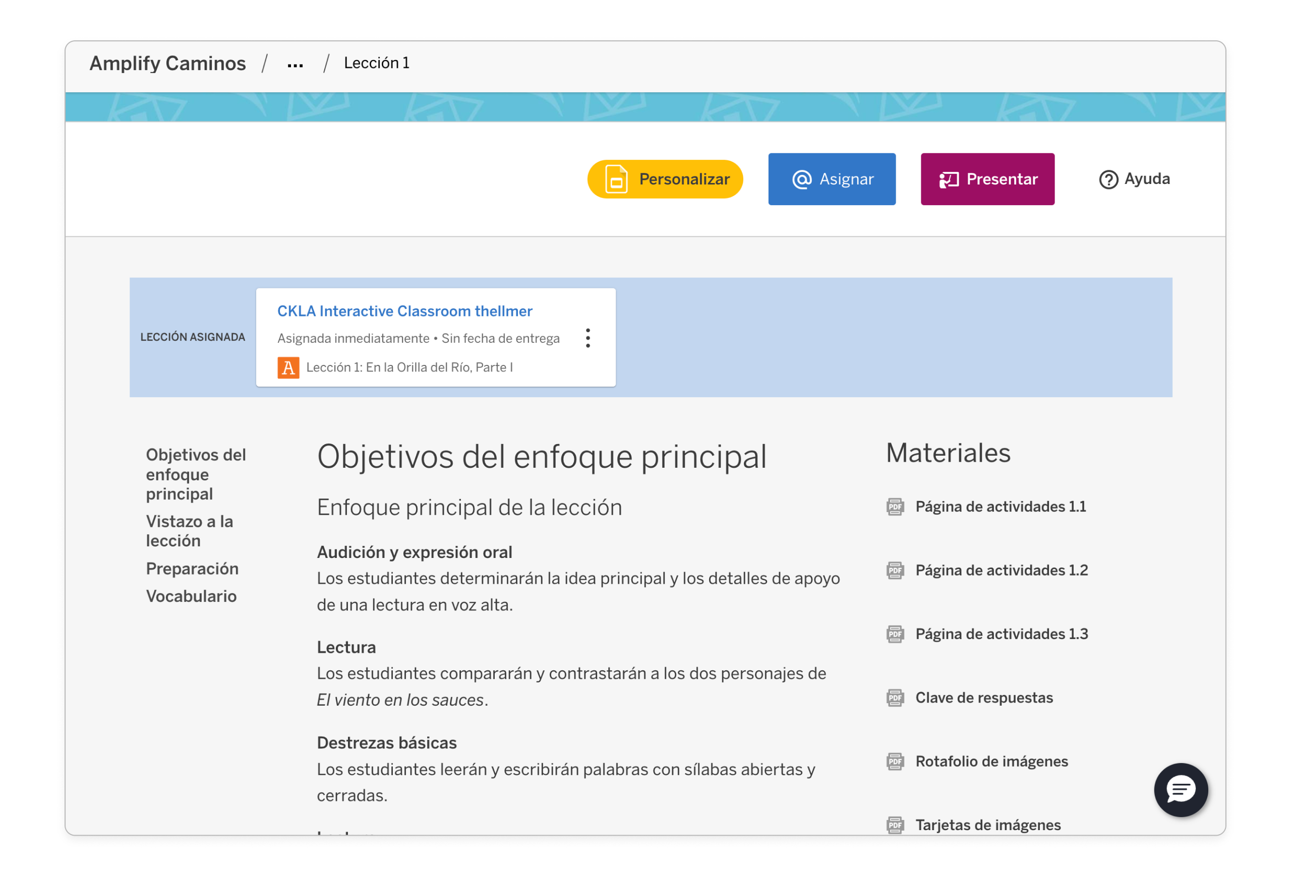 Amplify Caminos digital experience