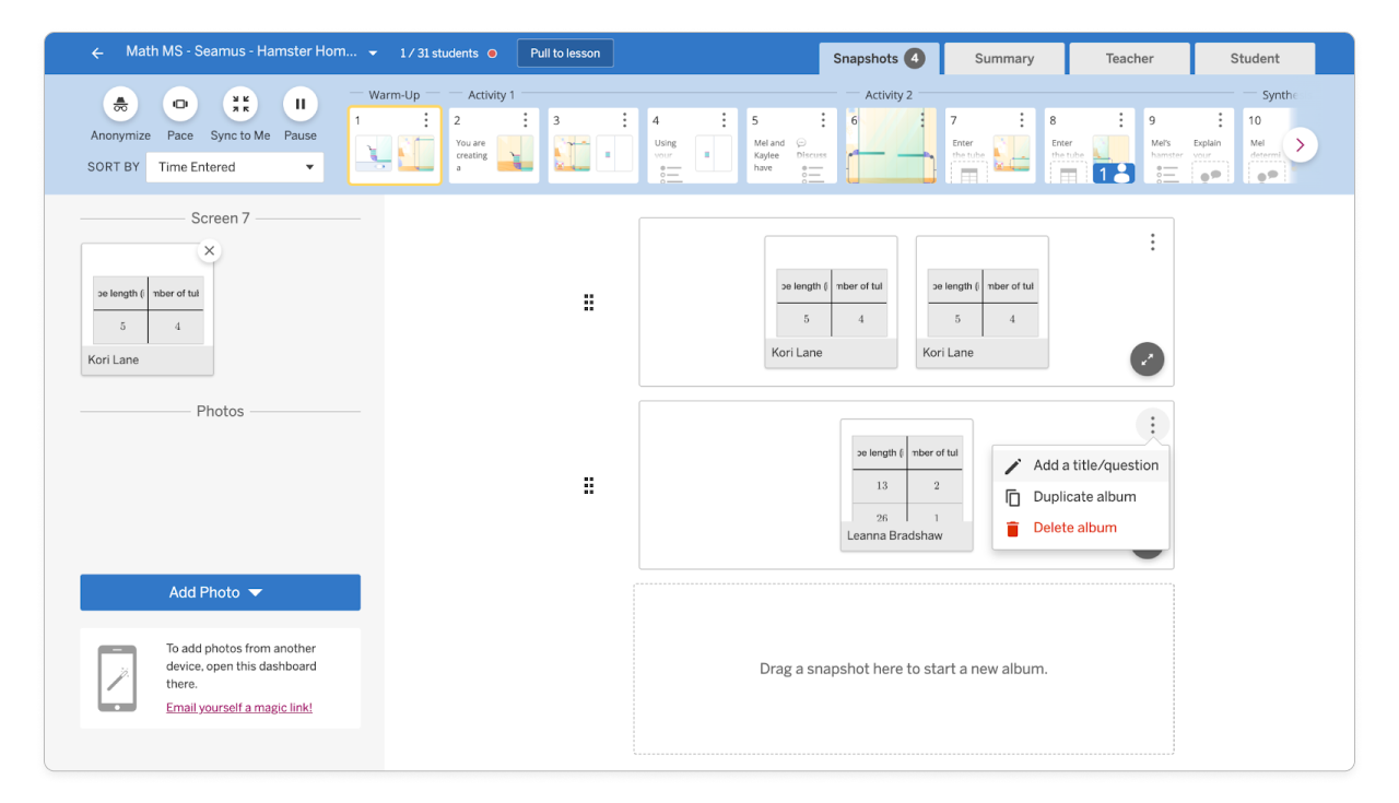 Amplify Desmos Math: Snapshots