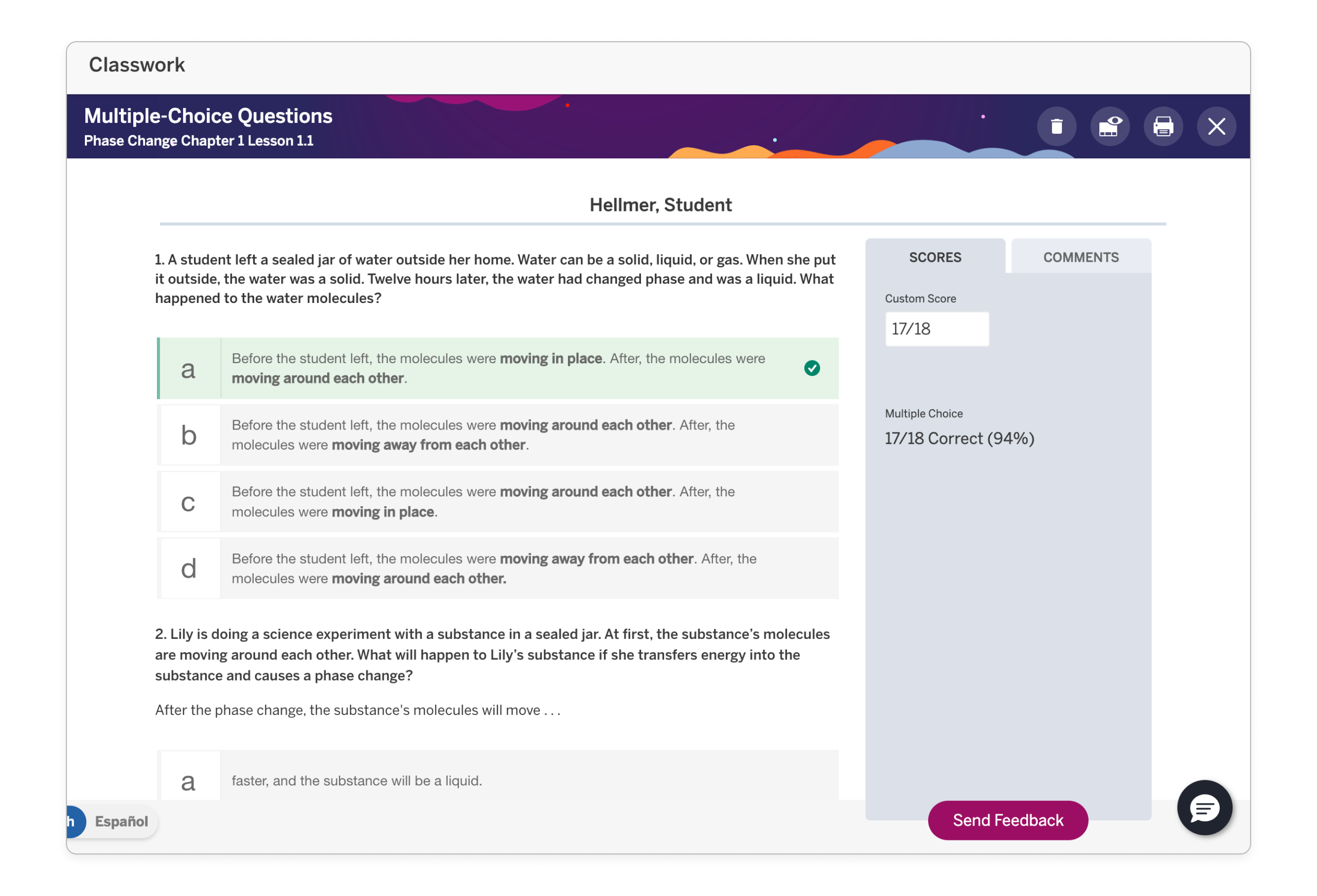 Optional answer validation for end-of unit assessments