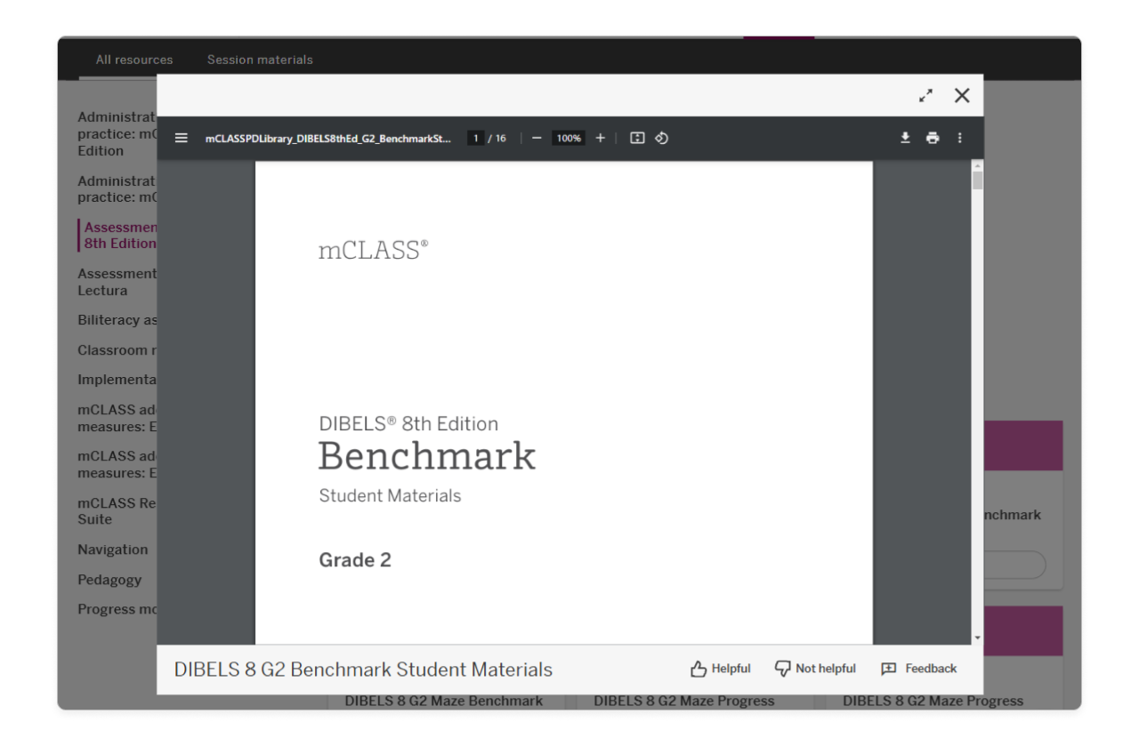 mCLASS: Finding assessment materials and training resources