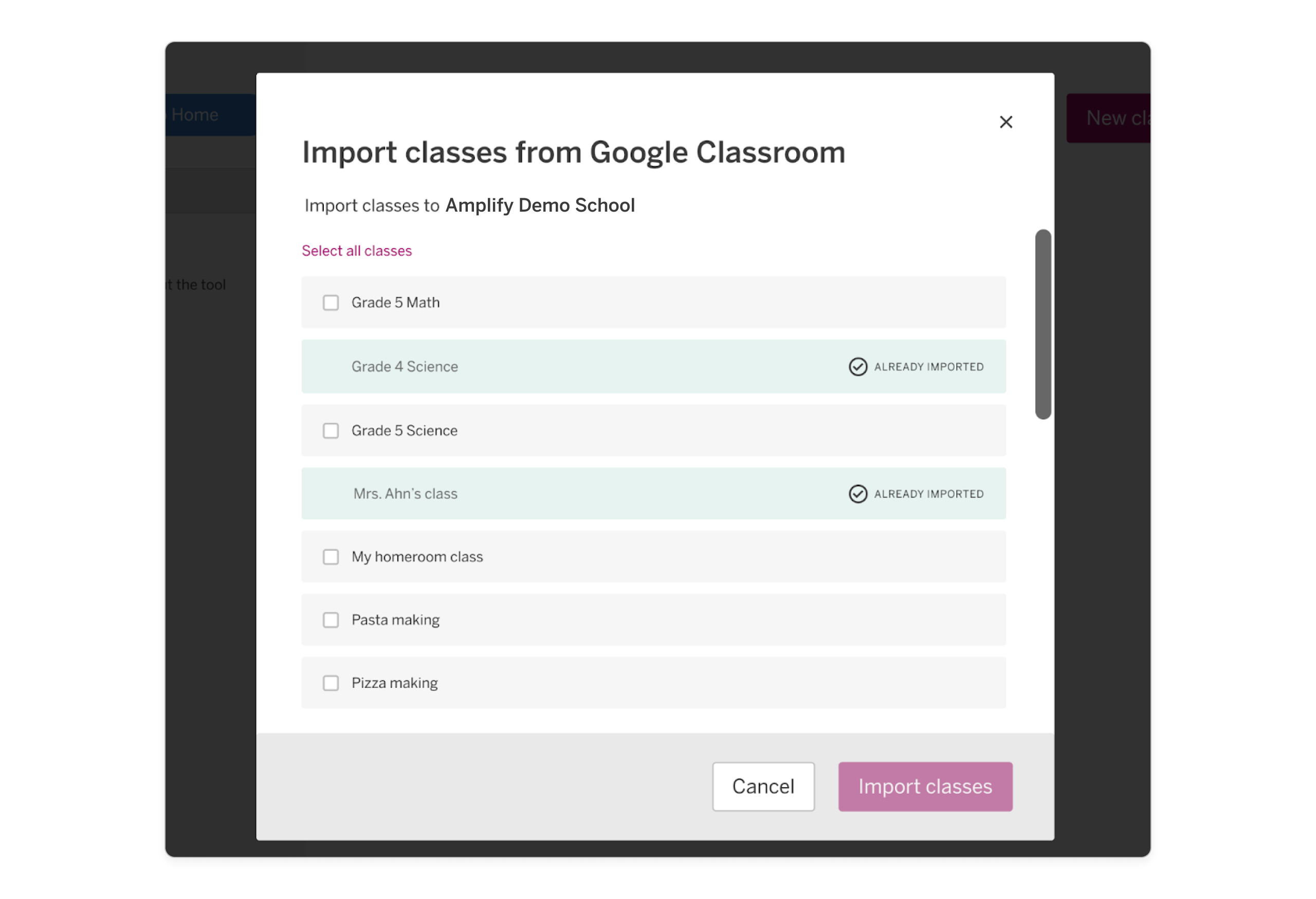 Manage Classes: Teacher-rostered Google classes