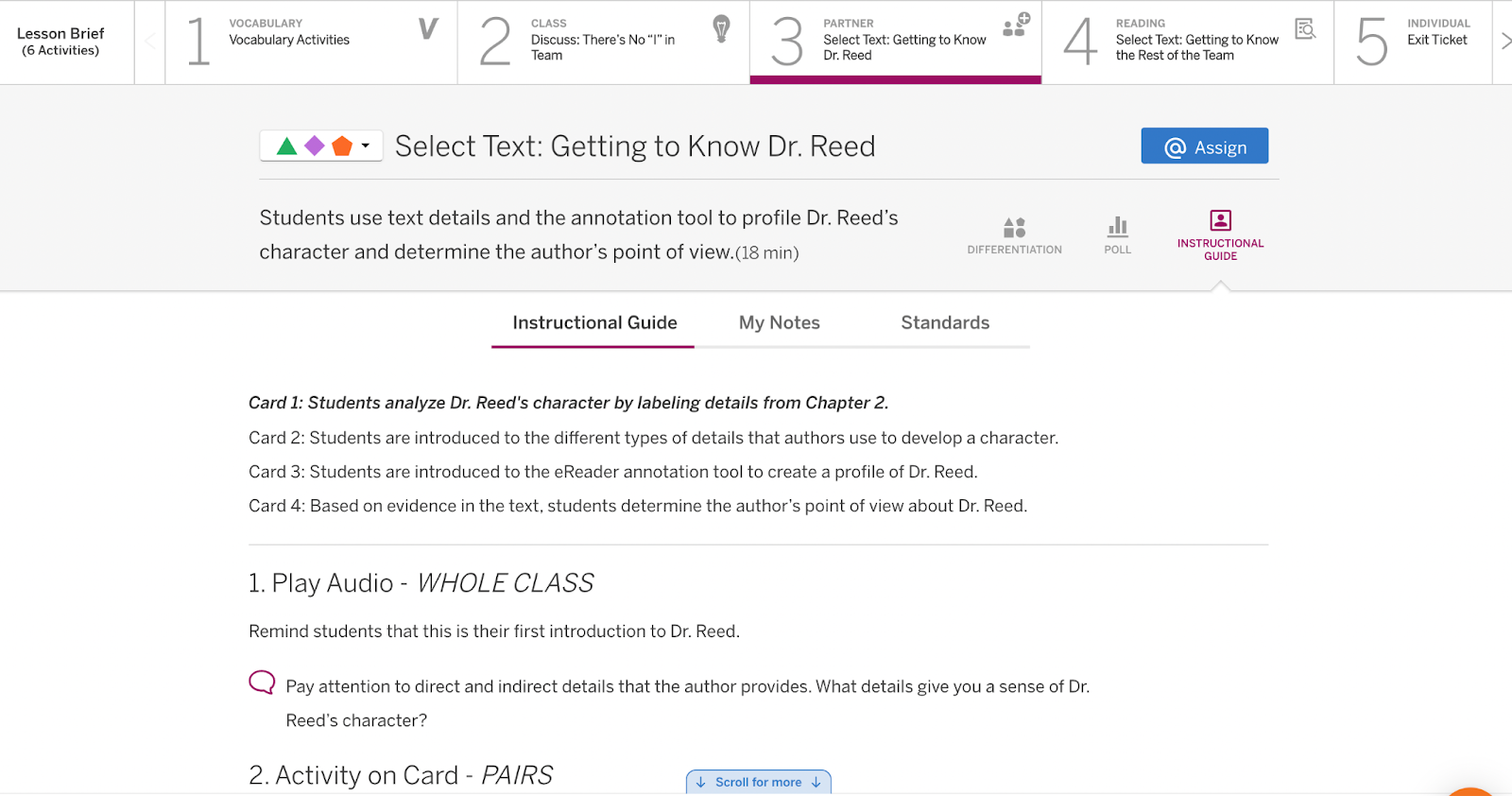 Amplify ELA: Planning and Pacing