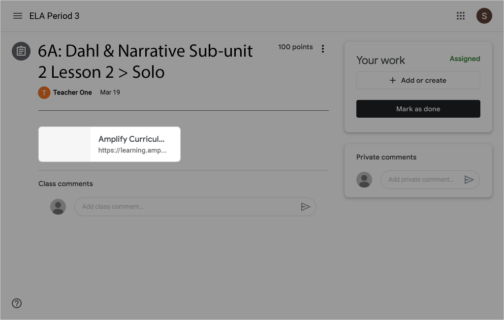 How to assign Amplify activities in Google Classroom