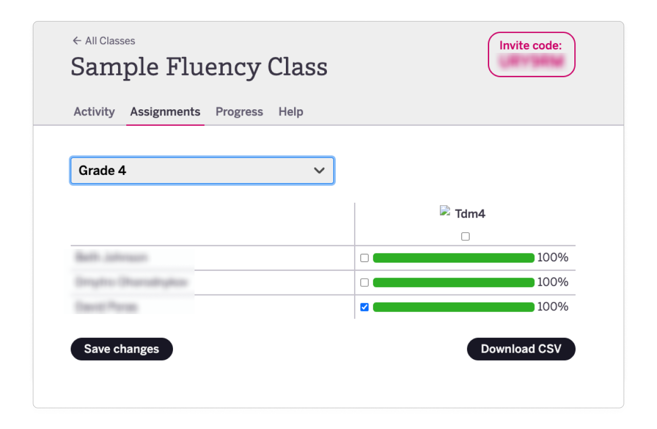 Math Fluency Practice: Viewing student progress